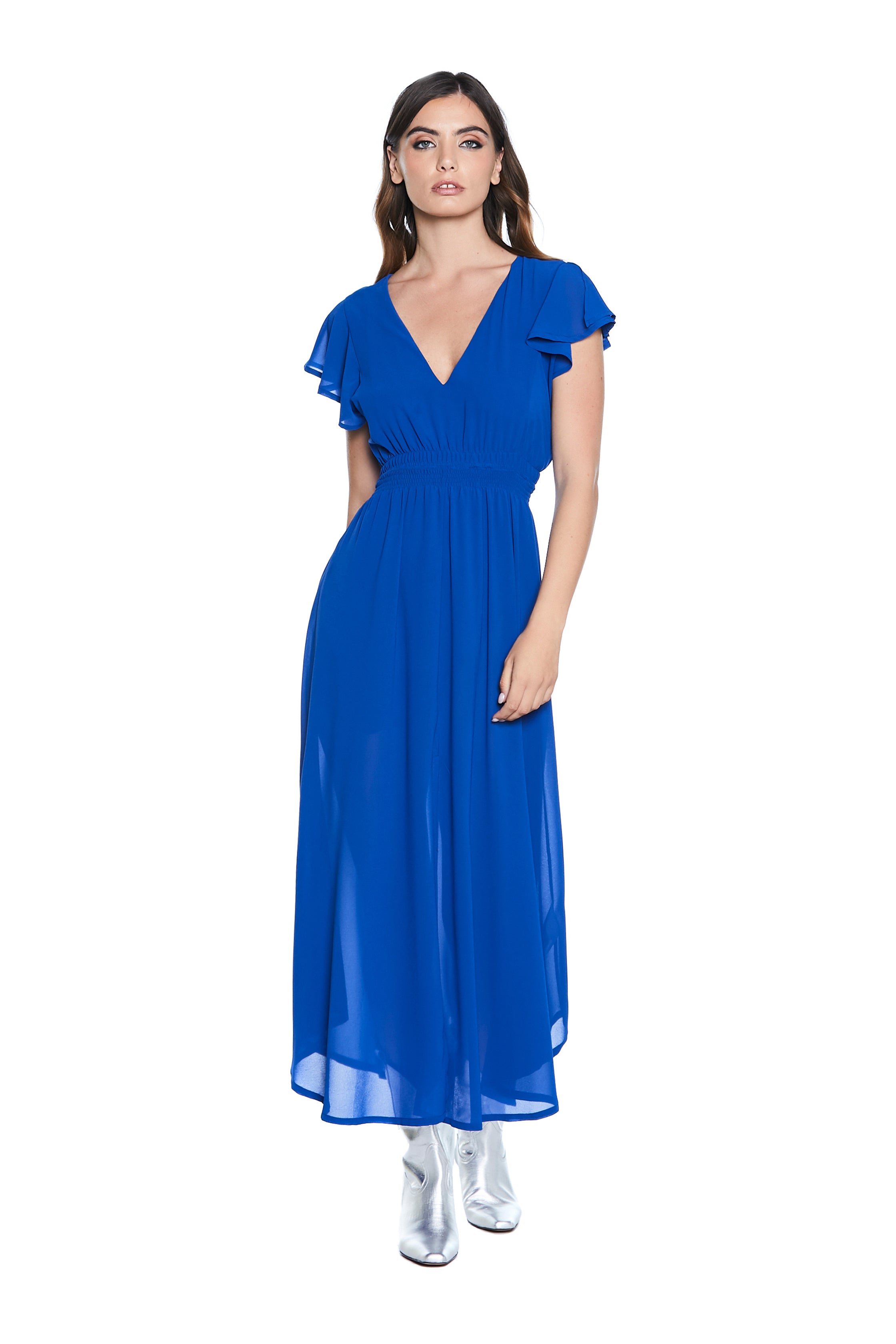 RELISH | Abito CONNOR lungo mezza manica con volant sc. v profondo con ...